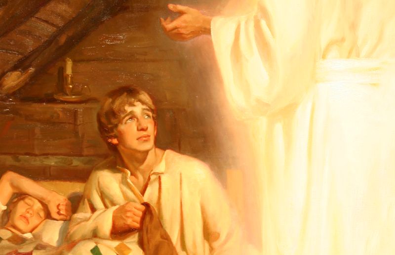 Moroni Appears to Joseph Smith in His Room (The Angel Moroni Appears to ...