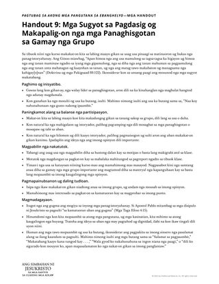 Handout 9: Mga Sugyot sa Pagdasig og Makapalig-on nga mga Panaghisgotan sa Gamay nga Grupo