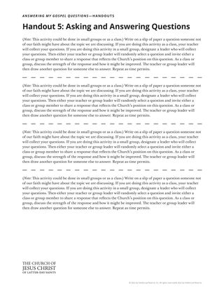 Handout 5: Asking and Answering Questions