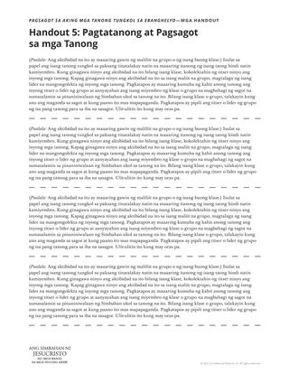 Handout 5: Pagtatanong at Pagsagot sa mga Tanong